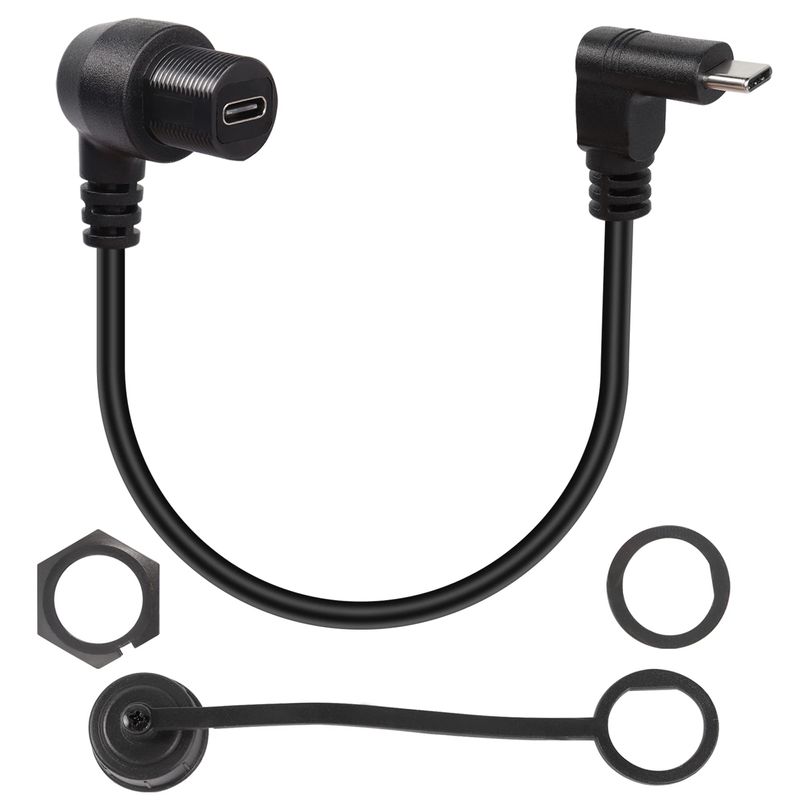 QIANRENON 90 Degree Angle USB C 3.1 Panel Flush Waterproof Cable 10Gbps ...