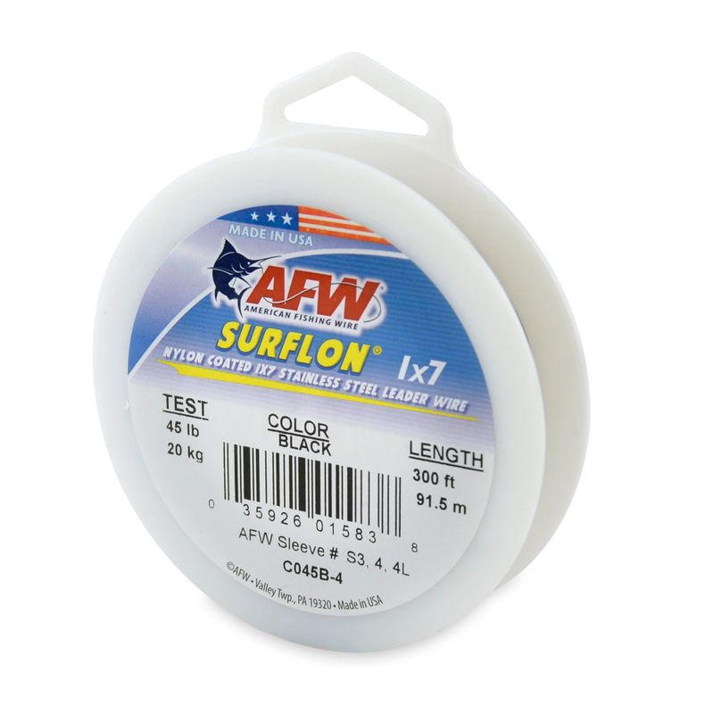 American Fishing Wire Surflon, Nylon Coated 1x7 Stainless Steel Leader ...