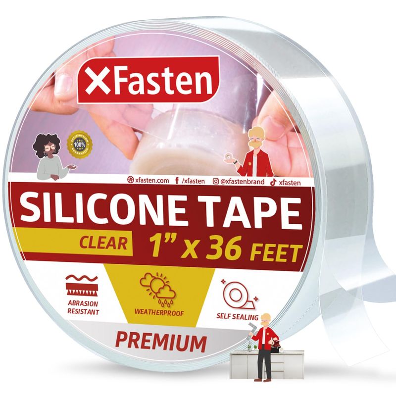 XFasten Self Fusing Silicone Tape for Plumbing Clear 1" X 36-Foot Non ...