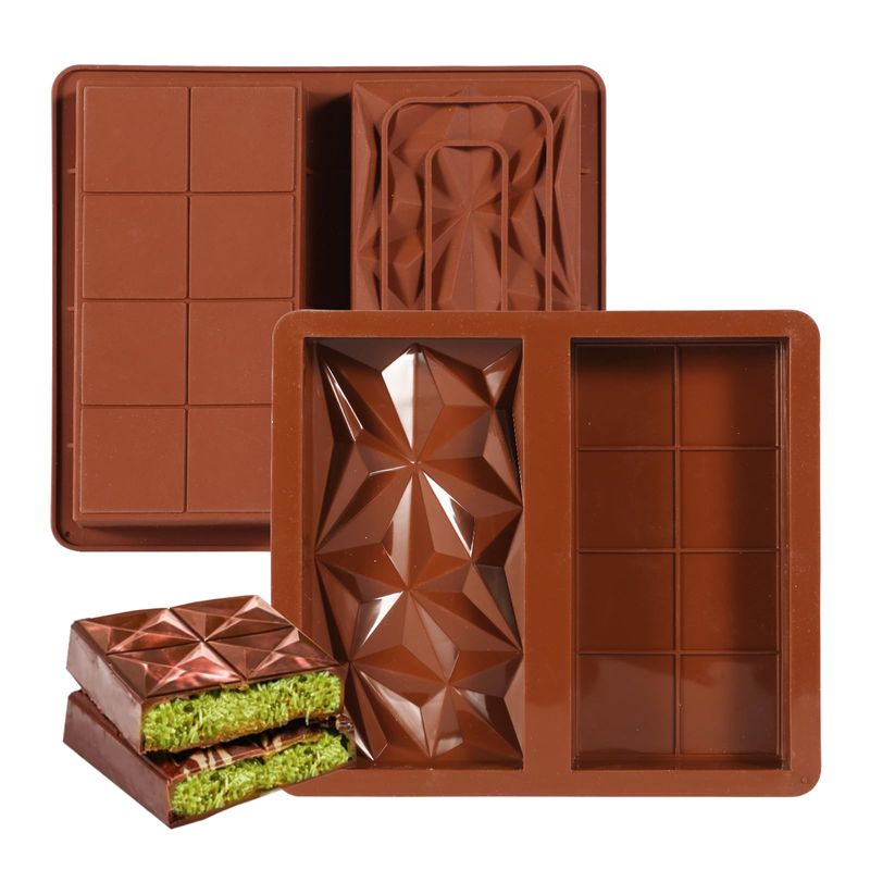 2 Pcs Deep Chocolate Bar Moulds Silicone, Non-Stick Chocolates Mould, 2 ...