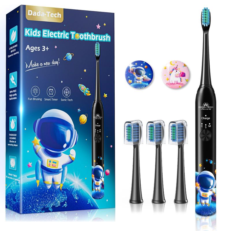 Kids Electric Toothbrush Rechargeable Age 3-5-6-12-18 Year Old, Sonic ...