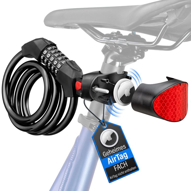 WebfoxTec® Bicycle Lock Combination Lock with AirTag Bicycle Hiding ...