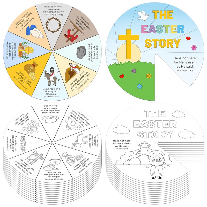 COcnny 24 Sets The Easter Story Craft, Color Your Own Easter Jesus ...