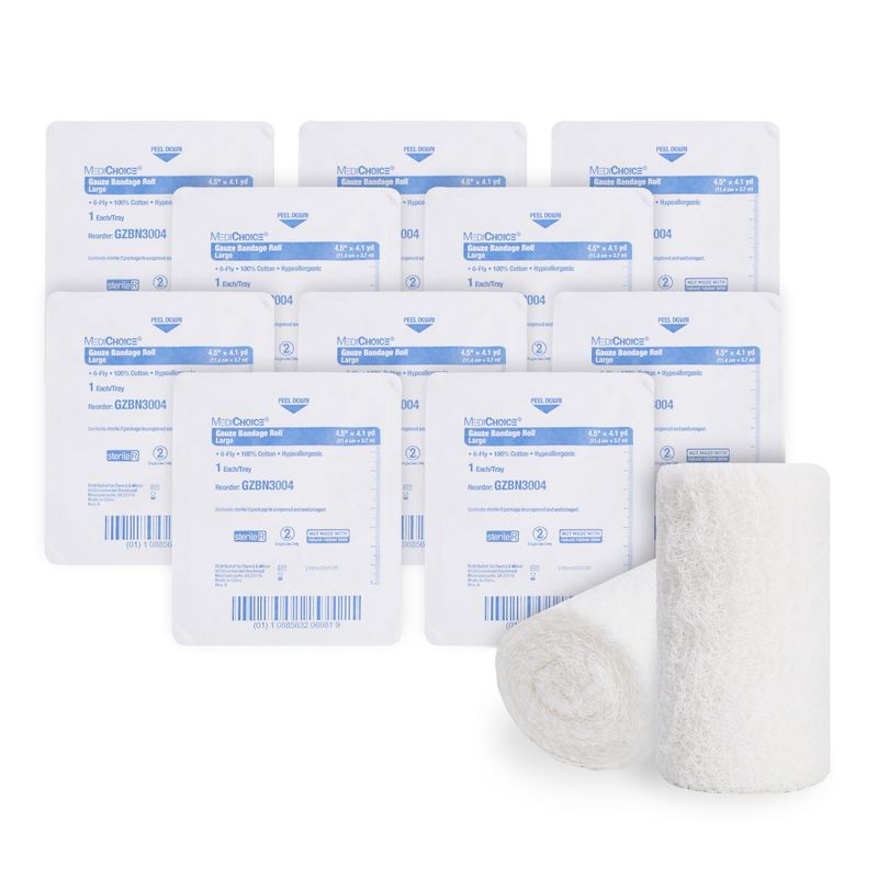 Sterile Gauze Rolls [50 Rolls] - 4.5” x 4.1 Yards Rolls, 100% Cotton ...