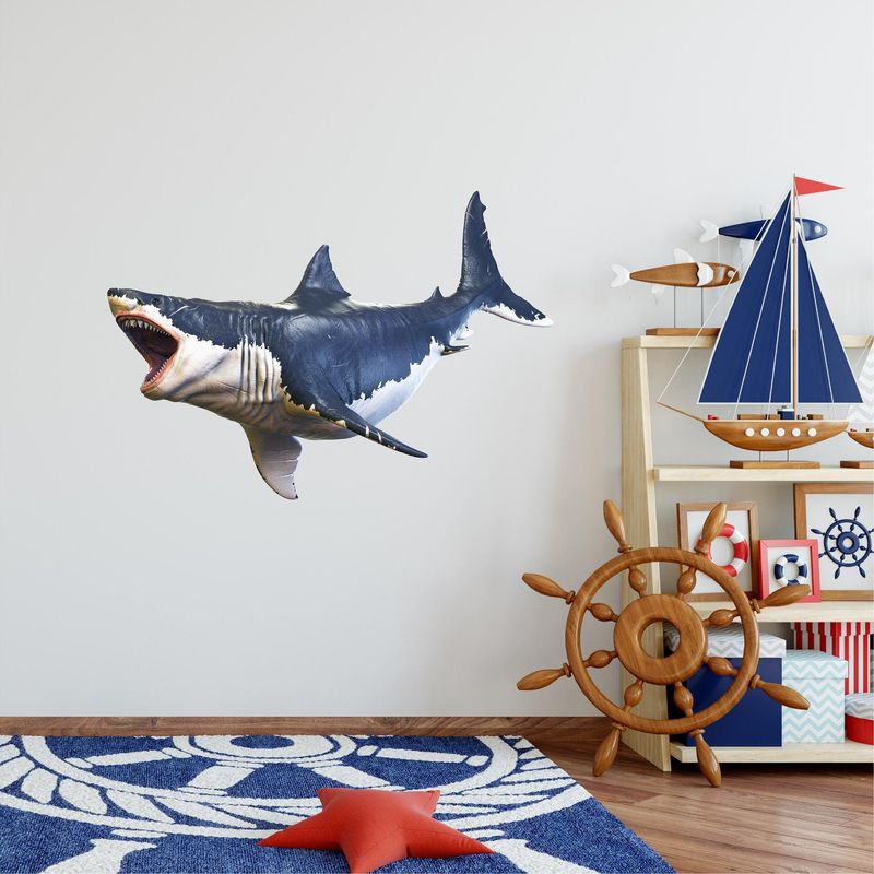 48" Megalodon #2 HUGE Shark Wall Decal Sticker Ocean Under The Sea Kids ...
