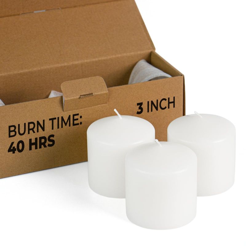 CANDWAX 3x3 White Pillar Candles Set of 3 - Unscented Pillar Candles ...