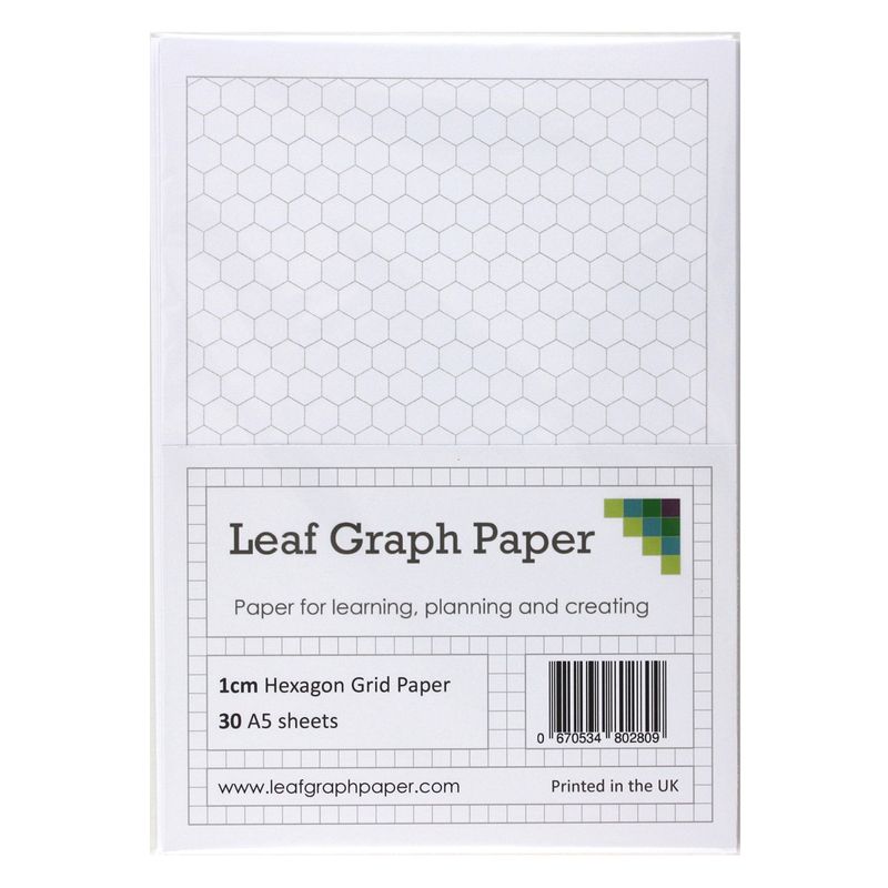 A5 Hexagon Graph Paper 10mm 1cm - 30 Loose-Leaf Sheets - Grey Grid ...