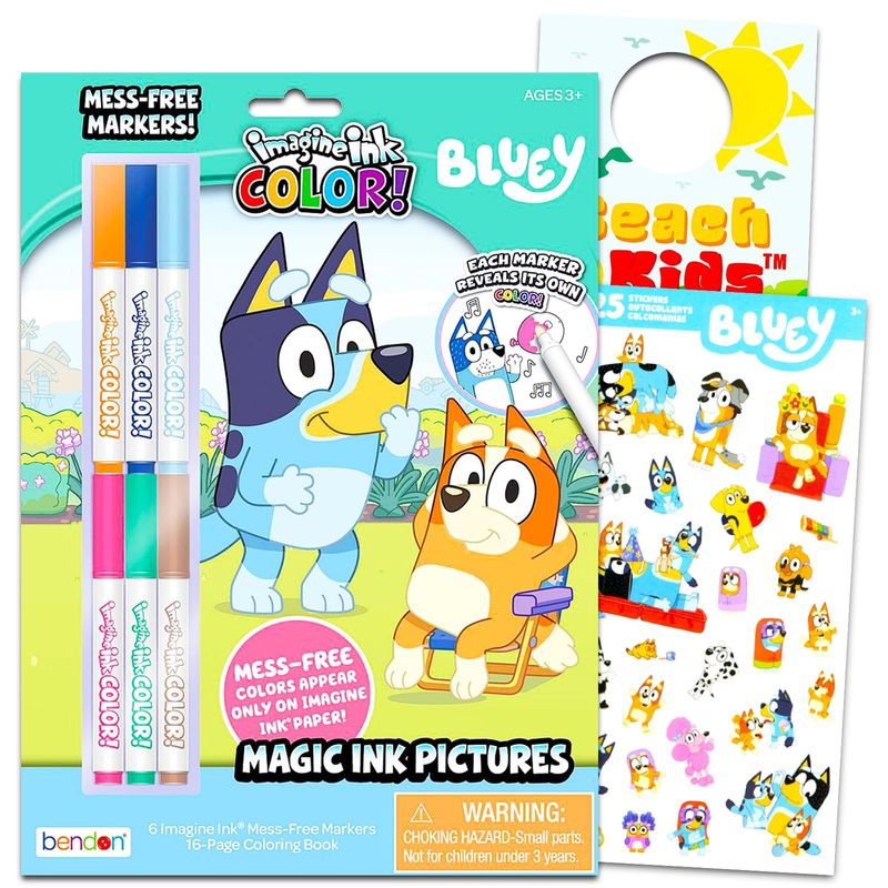 Bluey Imagine Ink Coloring Book Set - Bundle with 16 Page Mess-Free ...