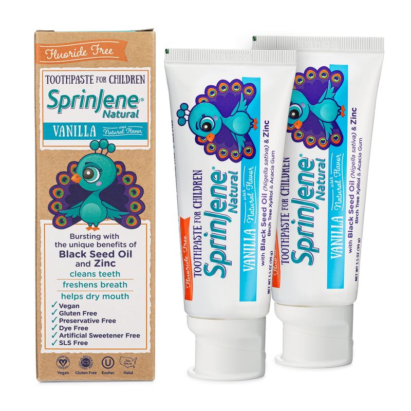 Sprinjene Kids Vanilla Toothpaste Fluoride Free for Cavity Protection ...