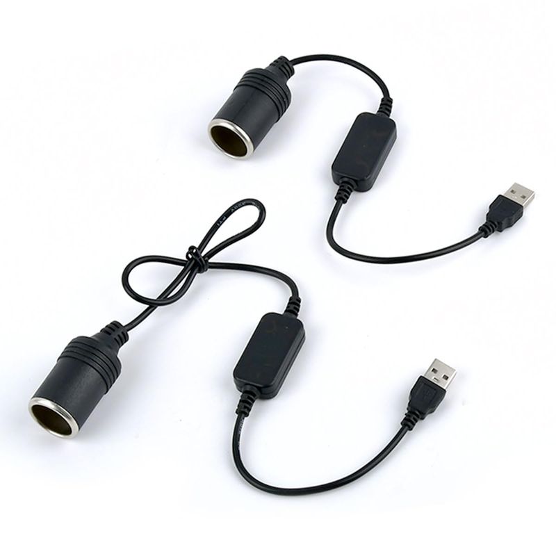 USB to 12V Car Cigarette Lighter Adapter 35cm+60cm, 5V USB A Male to 12V Car Cigarette Lighter ...