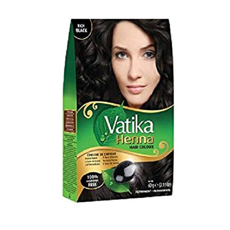 Vatika Henna Hair Colour Rich Black 100% Ammonia Free 6 x 10g Sachtes ...