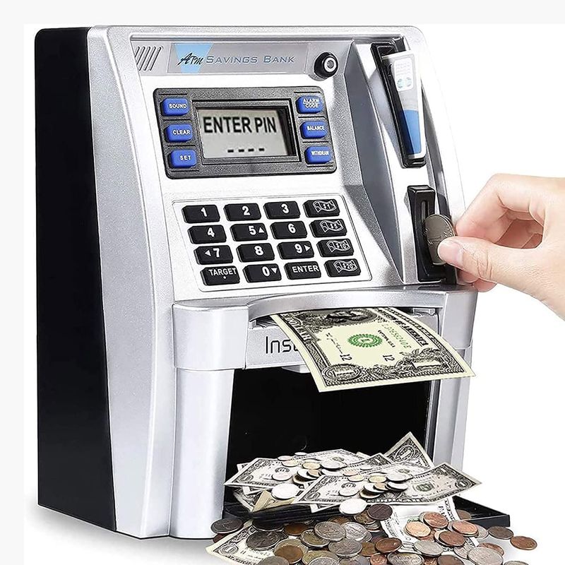 EOBTAIN ATM Piggy Bank for Kids ATM Savings Bank for Boys Adults Mini ...