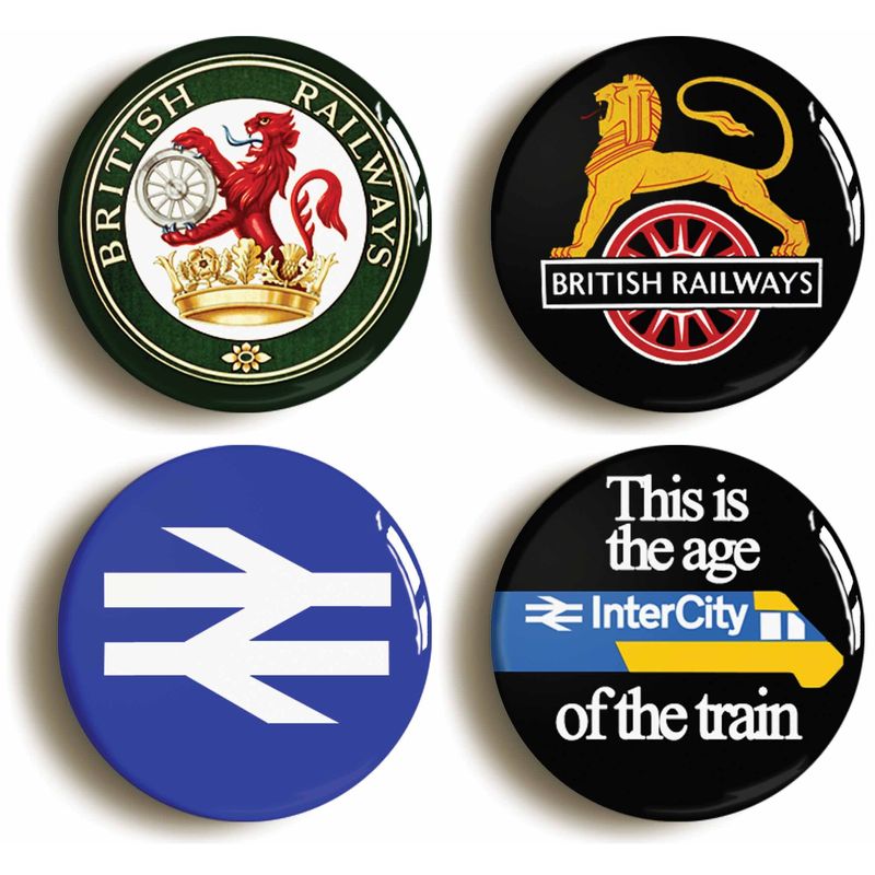4 x"BRITISH RAIL" RAILWAYS RETRO LOGO BADGES BUTTONS PINS (1inch/25mm ...