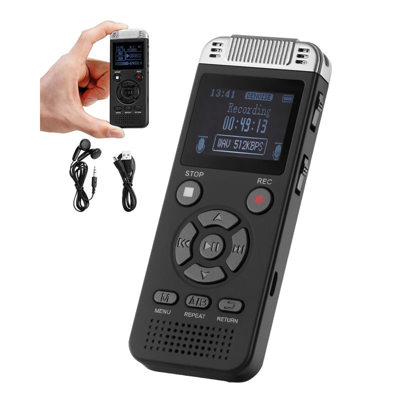 VEVOR Digital Voice Recorder 128GB Voice Activated Audio Recorder with ...