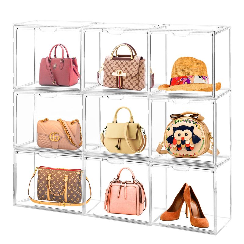 Cutora 9Pack Purse Organizer for Closet Clear Acrylic Display Case ...