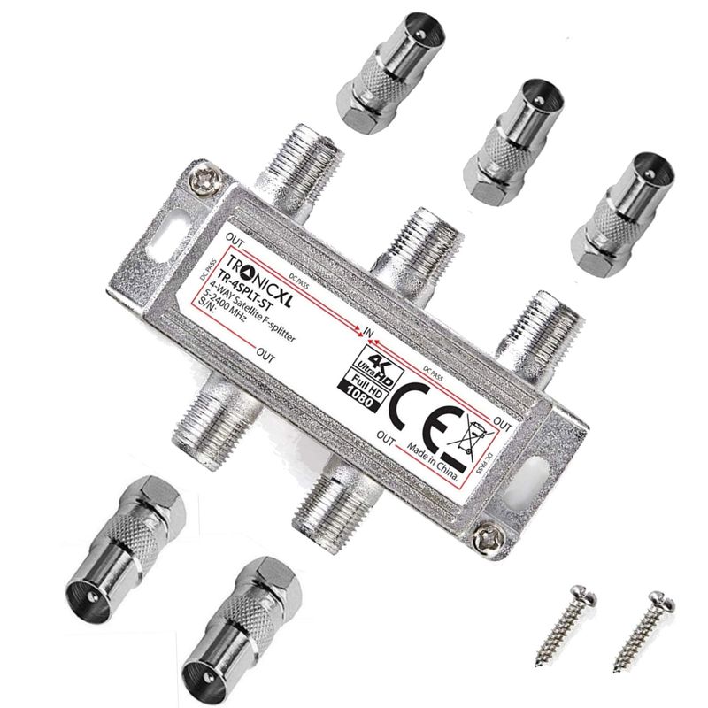 TronicXL 4fach Premium BK Verteiler TV Kabel Adapter Antennenverteiler ...