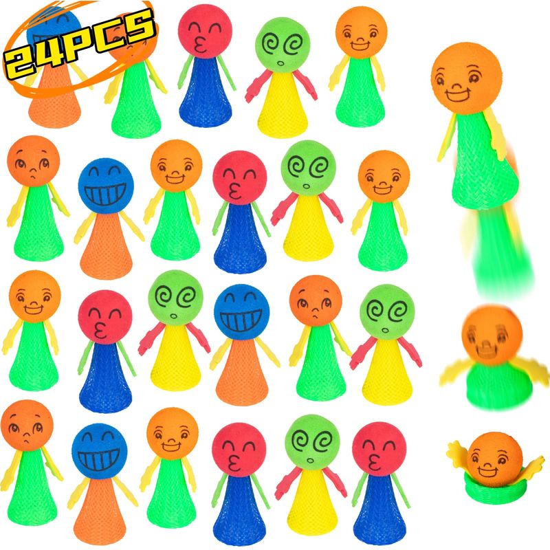 24Pcs Jumping Spring Rockets Launchers Toys-Fidget Emoticon Popper Toy ...