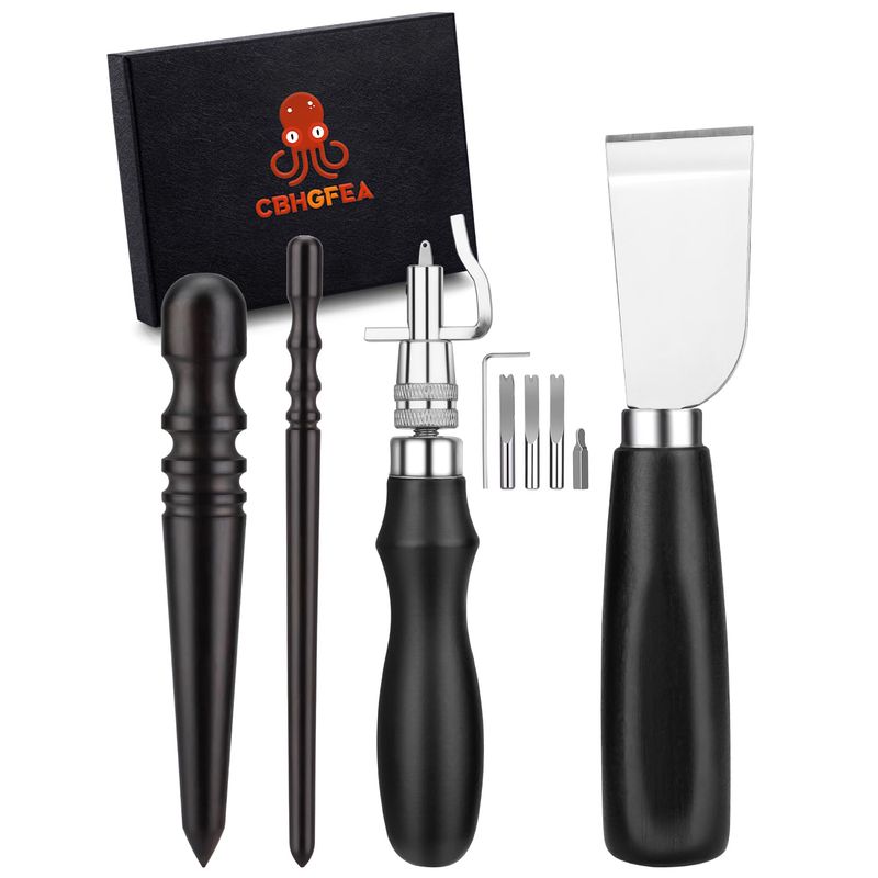 CBHGFEA 4 Pcs Leather Knife Set Leather Working Tools with 7 in 1 ...