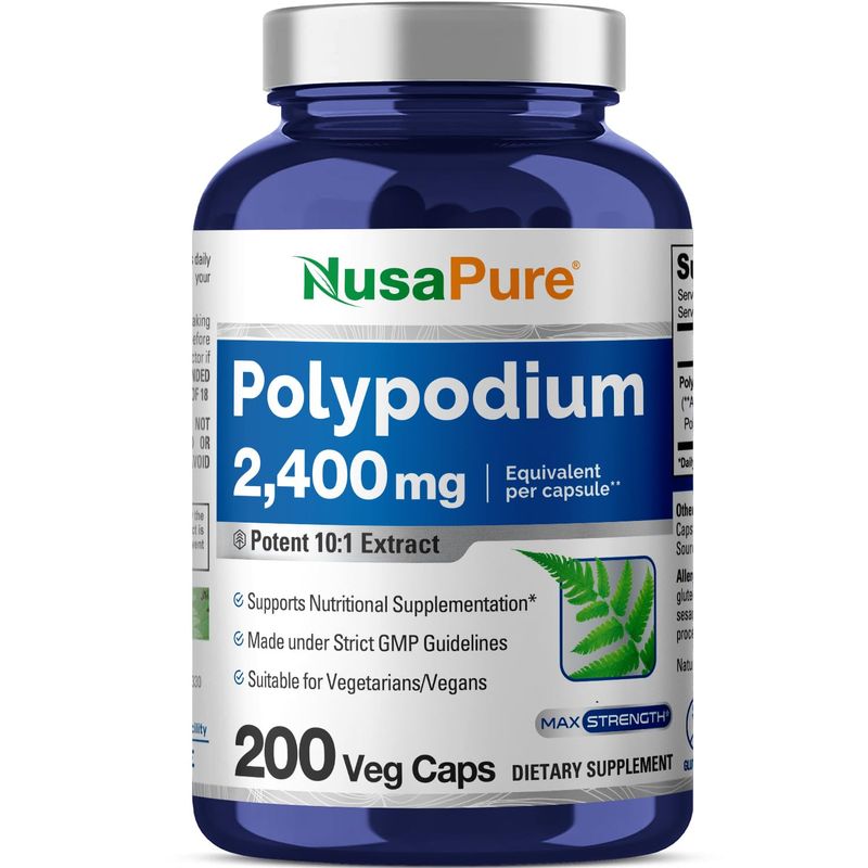 NusaPure Polypodium Leucotomos Extract 2400mg 200 Veggie Capsules ...