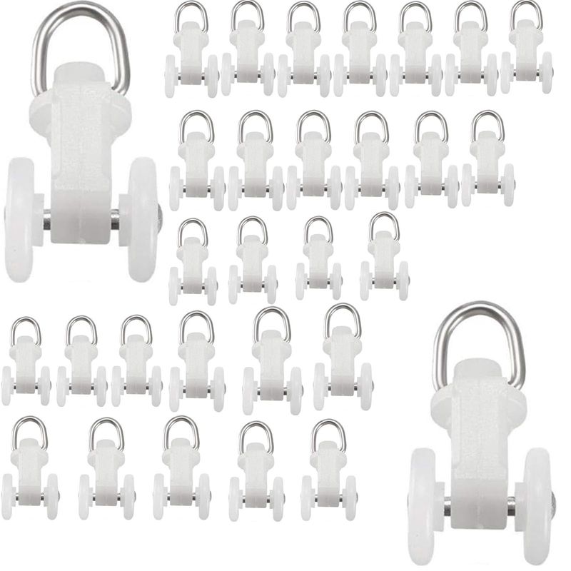 TA-VIGOR 30Pcs Curtain Track Rollers, Plastic Twin Wheeled Curtain Rail ...