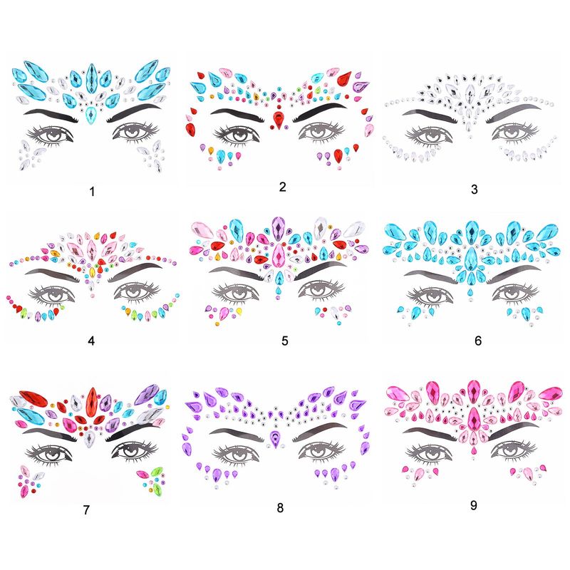 Glitter Stones Face Festival, 9 Pieces Glitter Face Stones, Rhinestones ...