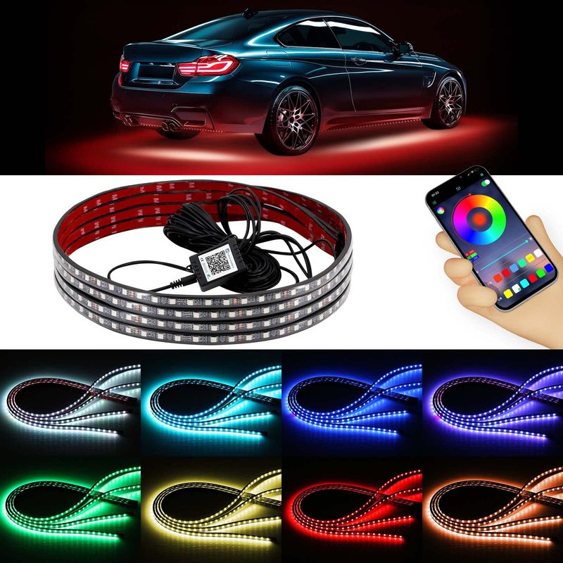 Car Underglow Light Strip Sound Actived Kit, Car Underbody Light LED Glow Underglow Lighting Kit ...
