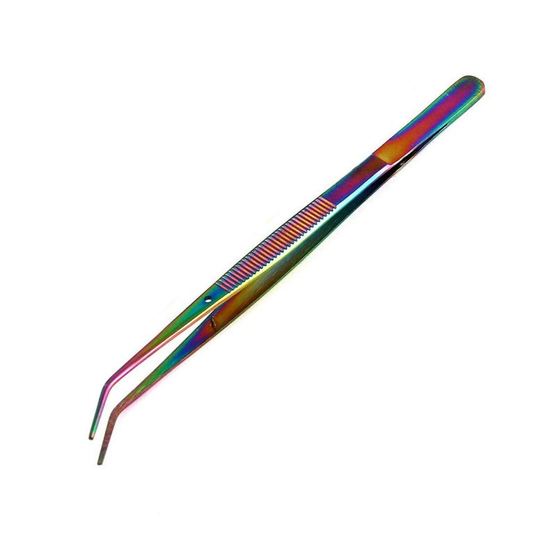 Multi Color Titanium Rainbow Stainless Steel Tweezers, with Curved ...