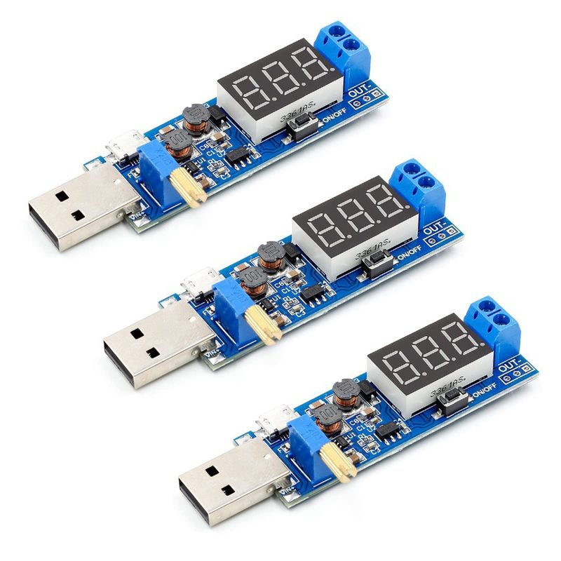 LIKENNY DC-DC USB Buck-Boost Converter 3PCS Buck Voltage Regulator Power Supply Module 5V to 3 ...