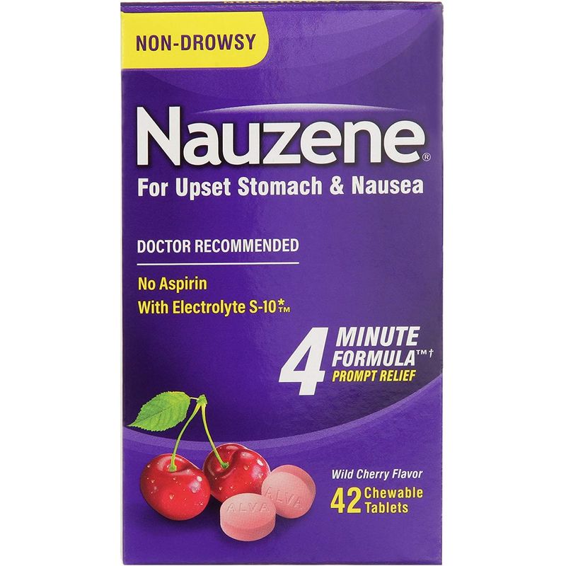 Nauzene Upset Stomach & Nausea Chewable Tablets Wild Cherry Flavor - 42 ...