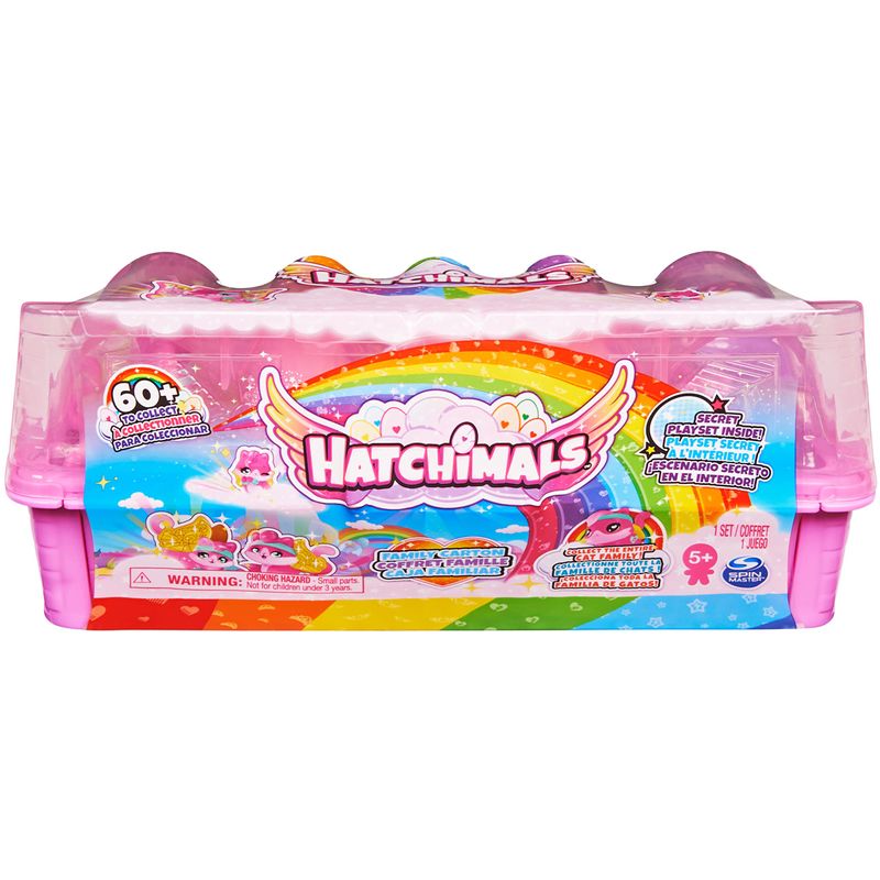 Hatchimals Family Adventures Egg Box with Cat Family, Playset with 10 ...