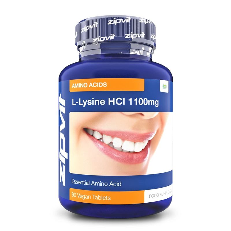 Zipvit L Lysine 1100mg, 90 Vegan Lysine Tablets, High Strength ...