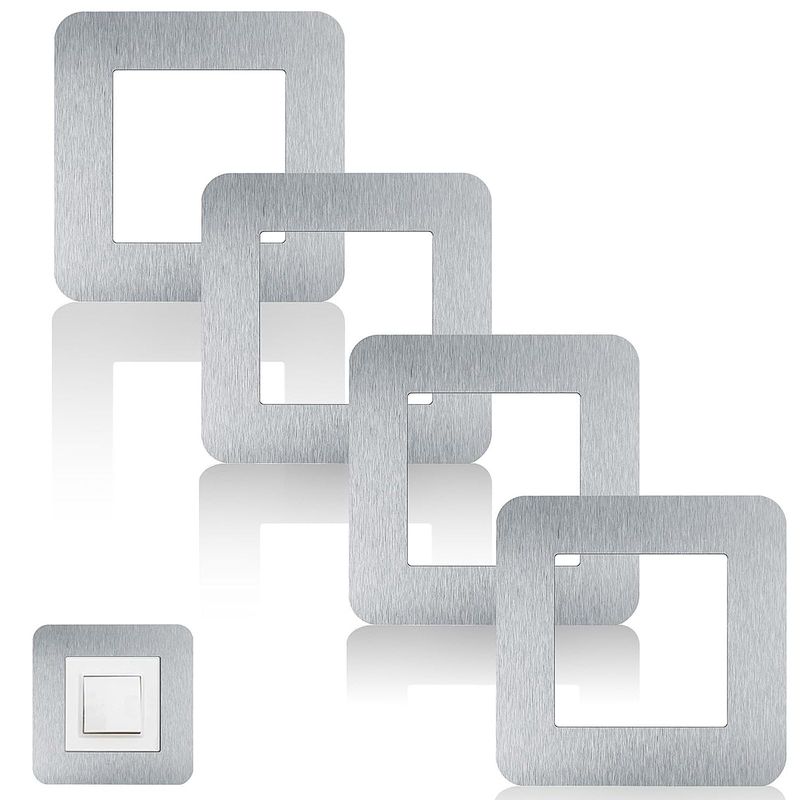 Light Switch Cover Plates, 4Pcs Silver 3.38 Inch Self Adhesive Light ...