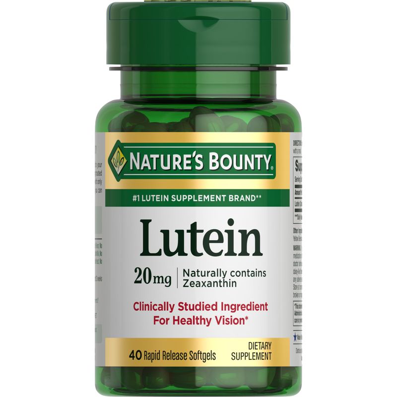 Nature's Bounty Lutein Pills, Eye Health Supplements and Vitamins, Support Vision Health, 20 mg ...
