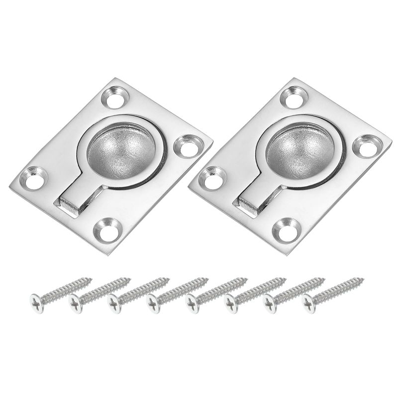 PATIKIL 1-7/8"x1-1/2 Flush Pull Ring Handles, 2 Pcs 316 Stainless Steel ...