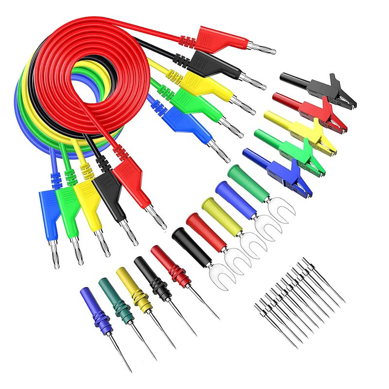 Cleqee 5 Pairs Stackable Banana Plugs Multimeter Test Lead Kit 4mm ...