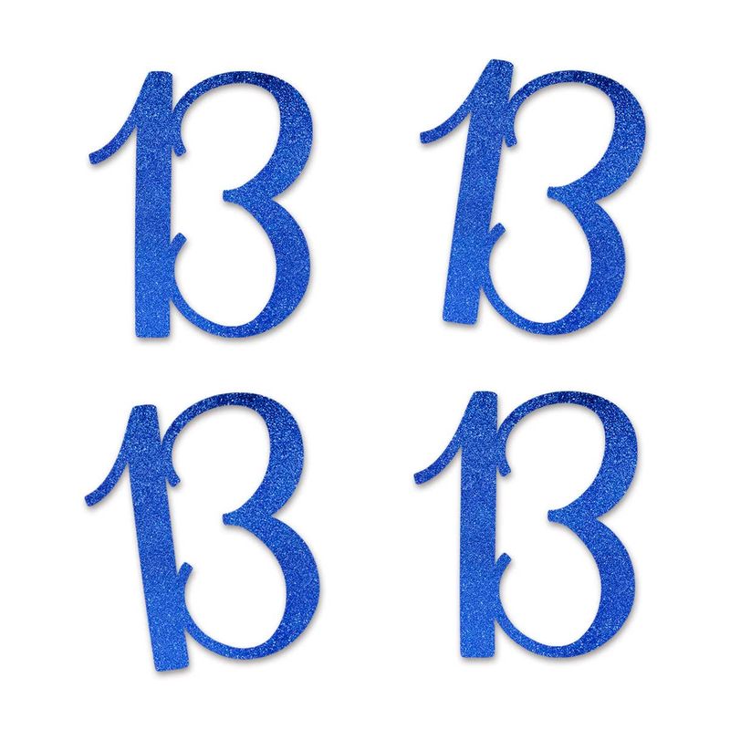 Blue Glitter 13 Cut-Out Numbers, 13th Birthday Party Anniversary ...