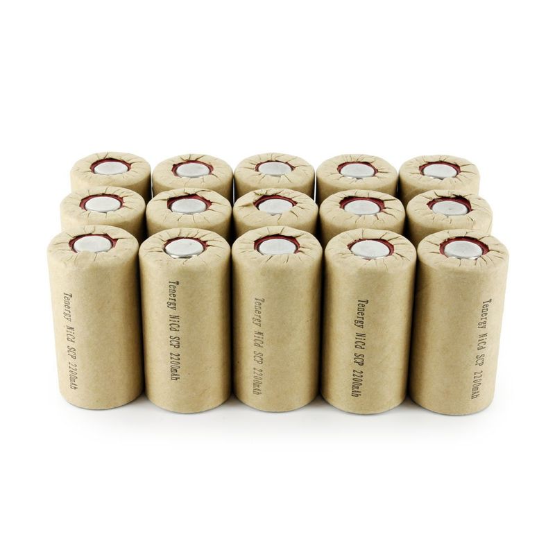 Tenergy NiCd SubC 2200mAh Paper Wrapped Rechargeable Battery Flat Top ...