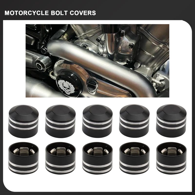 10PCS Motorcycle Bolt Covers Engine Topper Head Bolts Caps Aluminum for ...
