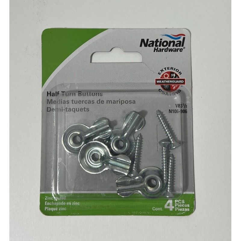 National Hardware N106-906 Half Turn Buttons 1-1/4" Zinc Plated Steel 4 ...