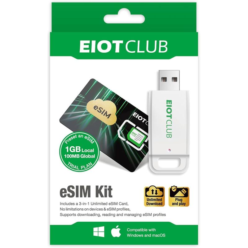 EIOTCLUB eSIM-Karte + Kartenleser-Kit – Unbegrenzte eSIM-Profile, Daten ...