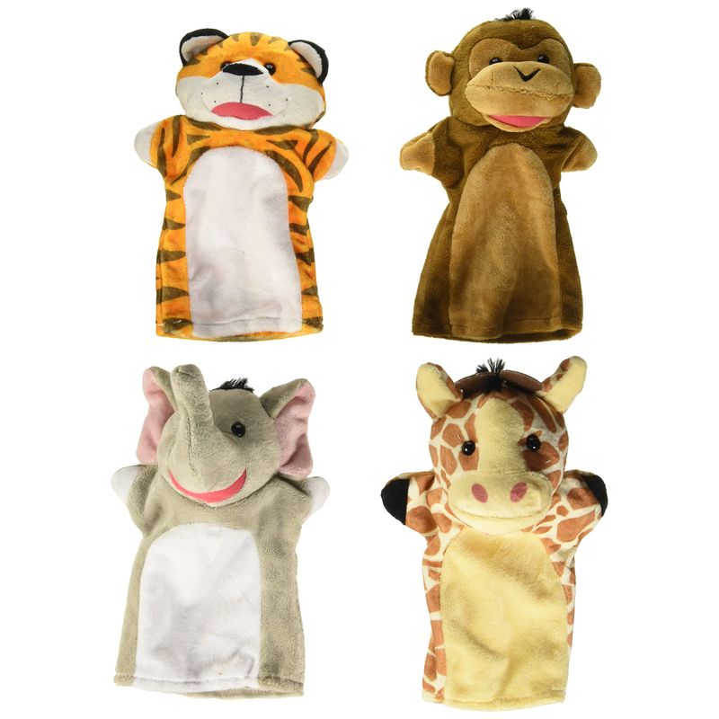 Melissa & Doug Zoo Friends Hand Puppets (Set of 4) - Elephant, Giraffe ...