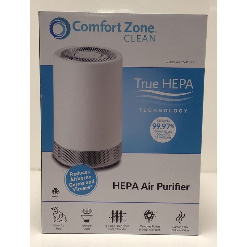 Comfort Zone Clean True Hepa Air Purifier CZAP101WT - EveryMarket