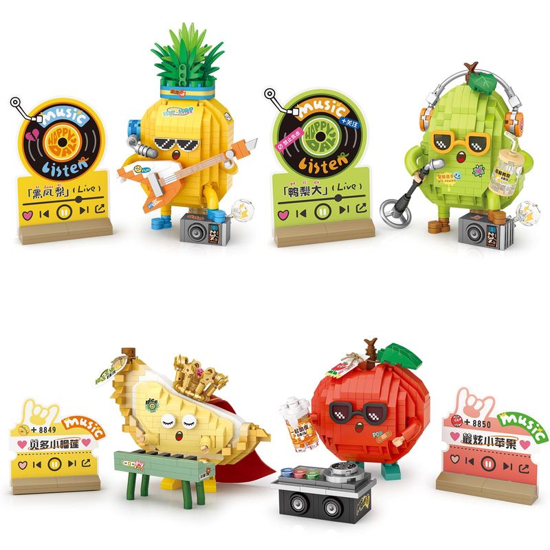 MEIEST Mini Fruit Party Building Blocks Set,Cute Fruit Rock Band ...