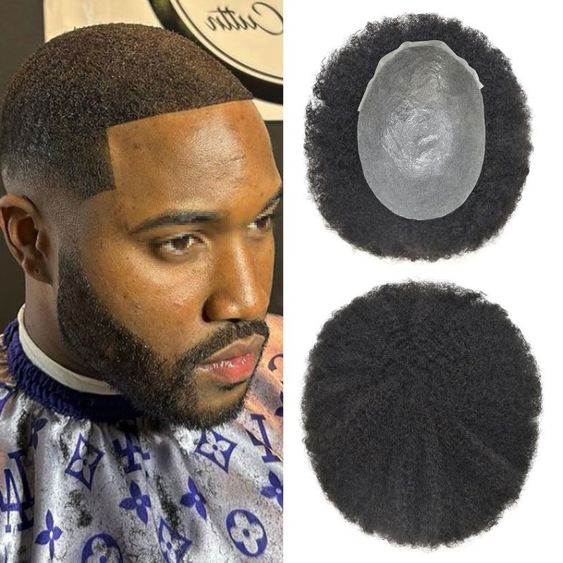 SINGA HAIR Afro Curly Toupee for Black Men Weaves African American ...