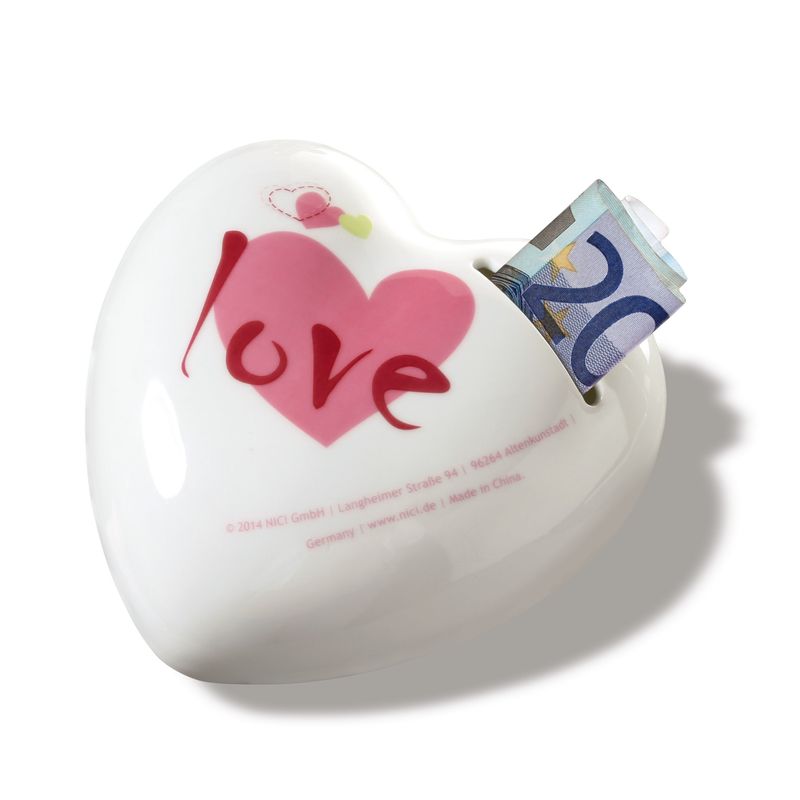 NICI 38591 Heart Money Box 11 x 12 x 5.8 cm Porcelain Money Box ...