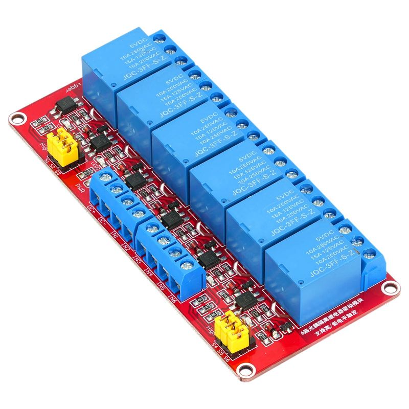 WWZMDiB 5V Relay Module 6 Channel High and Low Level Trigger Optocoupler Isolation Compatible ...