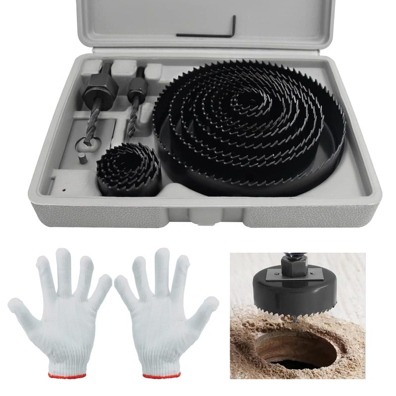Wkmamo 21 Pcs Hole Saw Cutter Kit,Carbon Steel Downlights Drill Bit Tools 19-64mm for Wood ...