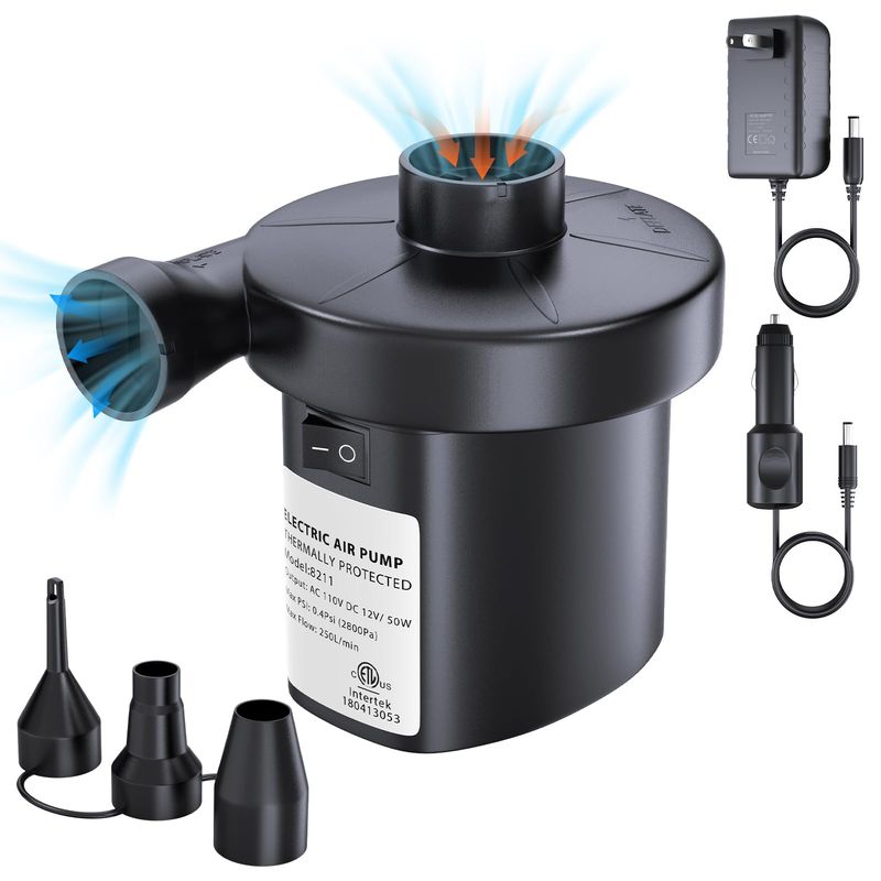 PULIDIKI Air Pump Electric Air Pump for Inflatables Air Mattress Pump ...
