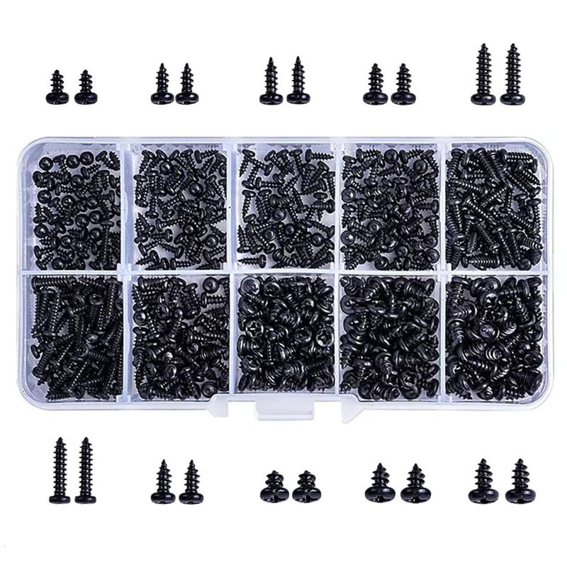 Wood Screws, 500 Pieces, 9 Size Set, Self Tapping Screws, Carbon Steel ...