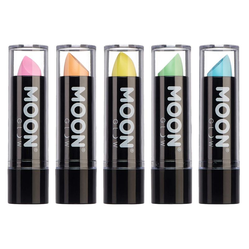 Neon UV Lipstick by Moon Glow - Pastel set of 5 colours - Bright Neon Coloured Lipstick - Glows ...